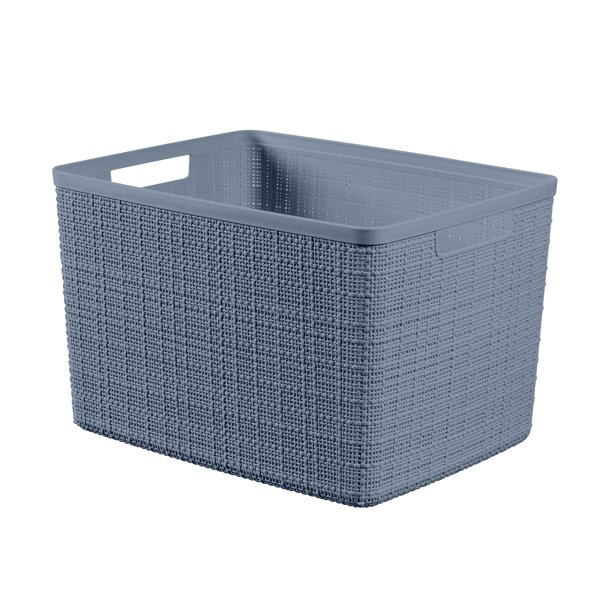 Curver Jute Basket Large, Resin Plastic Storage Bin, Denim Blue, 4 Pack ...