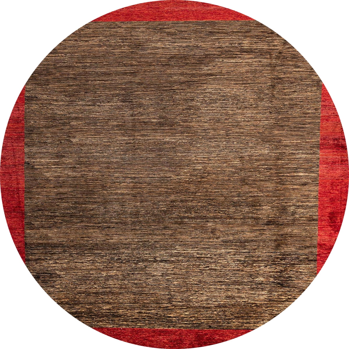 Ahgly Company Indoor Round Abstract Light Brown Abstract Area Rugs, 6 ...
