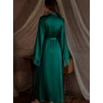 Army Green Satin Lace-Trimmed Belted Robe With Bell Sleeves, Elegant ...