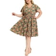 Agnes Orinda Womens Plus Size V Neck Elastic Waist Ruffle Summer