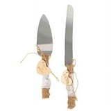BalsaCircle Silver Wedding Cake Knife and Server Set Natural Jute Lace ...