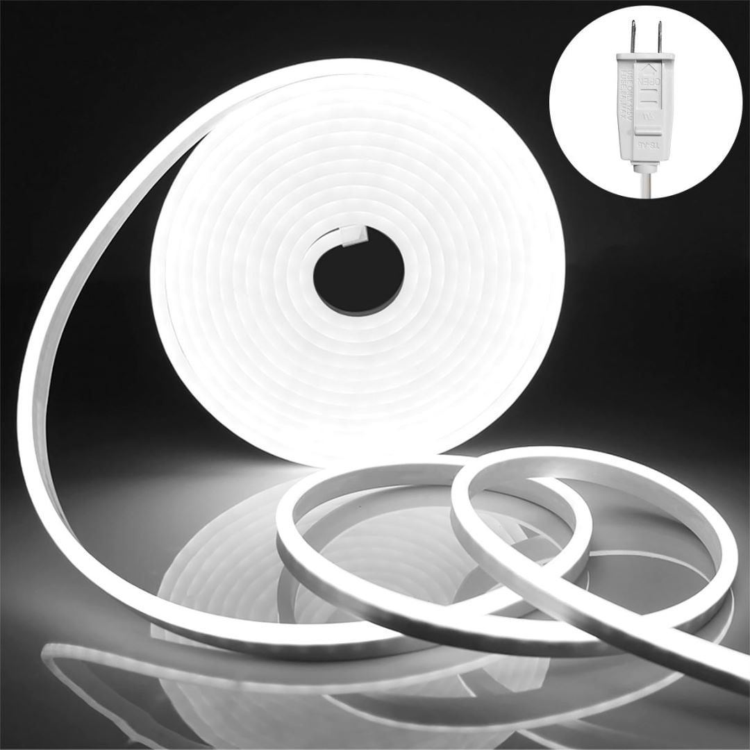 BAGZY LED Strip Lights 49.2FT/15M Silicone IP65 Waterproof 110V Neon ...