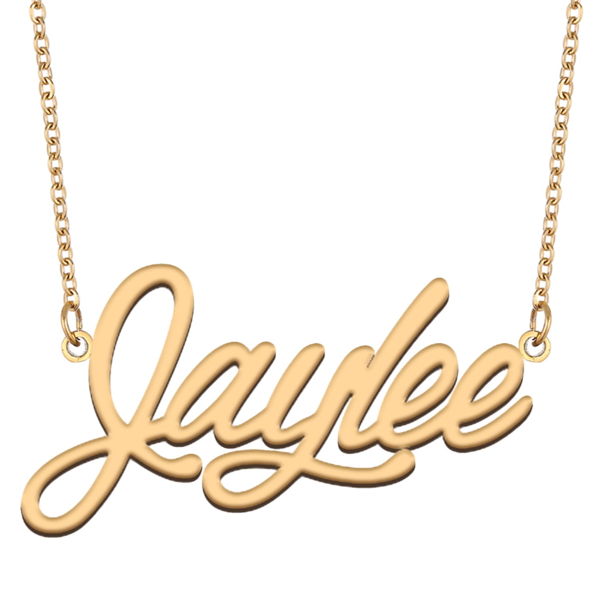 HUAN XUN 18k Gold Jaylee Name Necklace Charm Name Tags Necklace Girls ...
