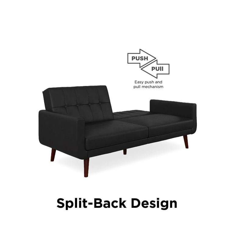Better Homes Gardens Nola Modern Futon Black Faux Leather Walmart