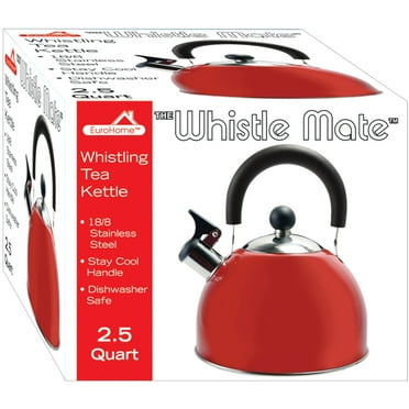 Glossy Red Whistling Tea Kettle, Stainless Steel, Bakelite Handle, 2 ...