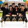 HBYJLZYG Graduation Disposable Plastic Tablecloth, Festive Black Gold ...