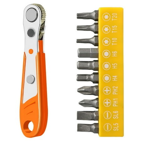 Ratchet Wrench Magnetic Ratchet Reversible Screwdriver Set With 12pcs ...