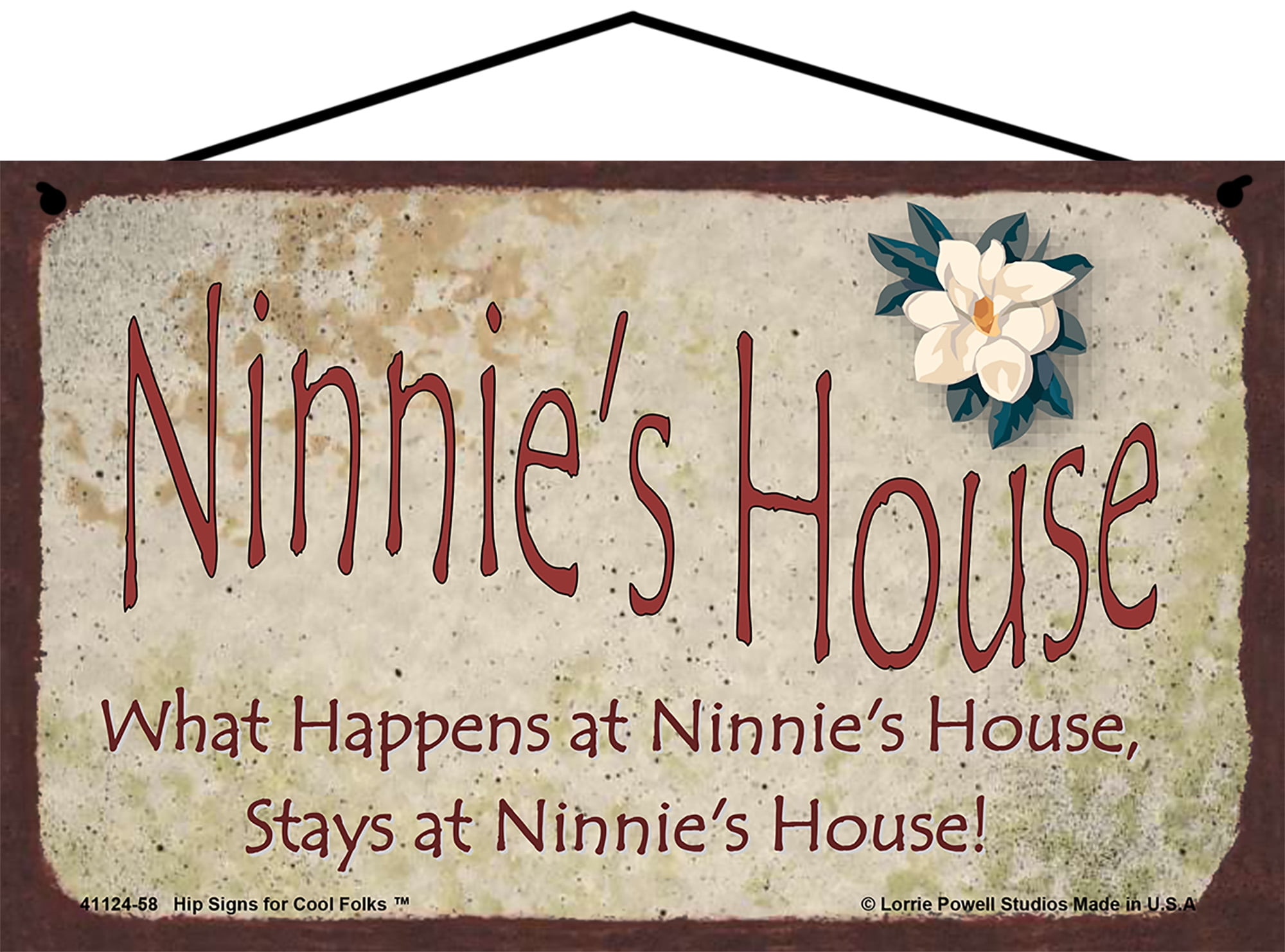 5x8 Ninnie's House Sign with Magnolia Flower What Happens at Ninnie's ...