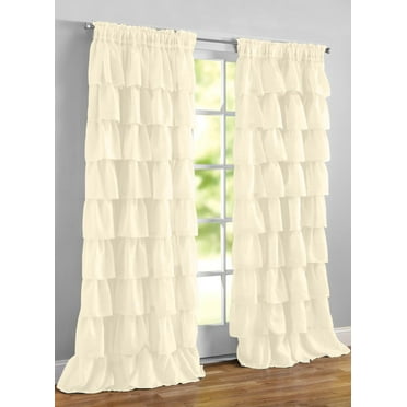 Collections Etc Rose Trim Embroidered Rod Pocket Top Window Curtains ...
