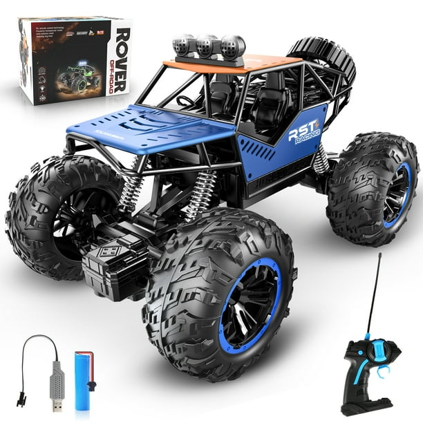 Hot Bee Blue Remote Control Cars 1:18, All Terrain Metal Shell 4X4 Off ...