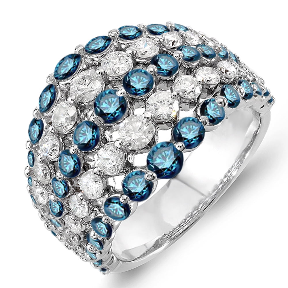 Dazzlingrock Collection 3.25 Carat (ctw) 10k Round White And Blue ...