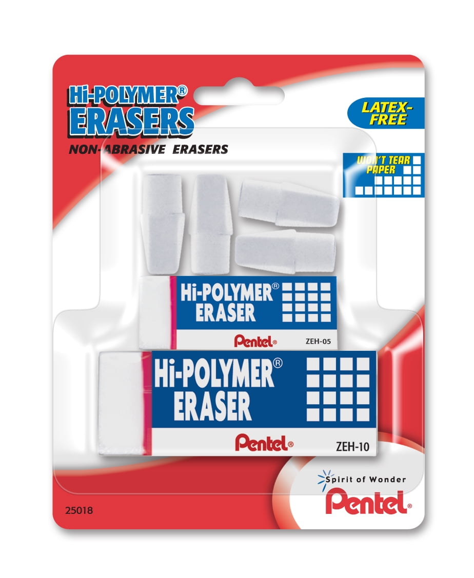 Pentel Hi-Polymer Eraser Pack (4caps, 1-small, 1-large), 6-Pk - Walmart.com