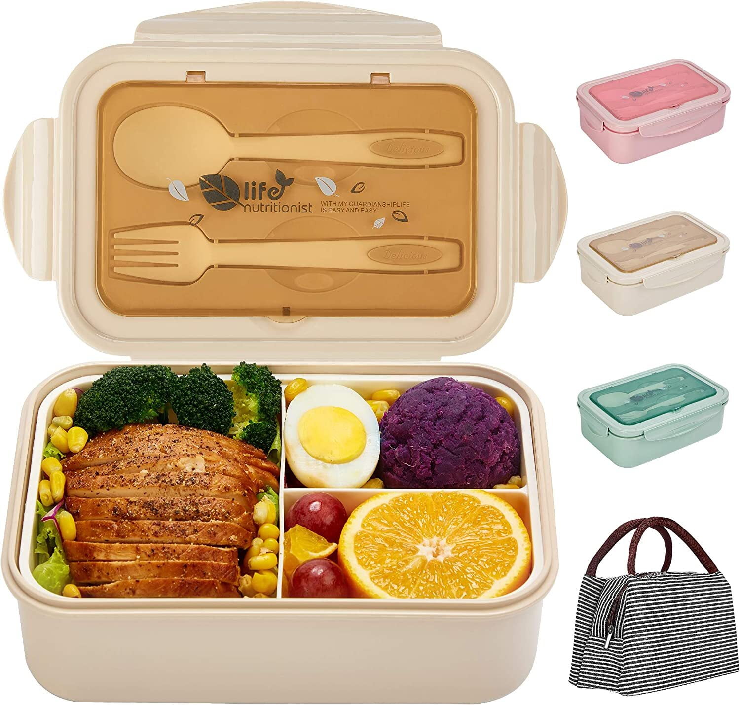 Bento Boxes, 1400ML Leak-Proof Lunch Container with Lunch Bag, Spoon ...