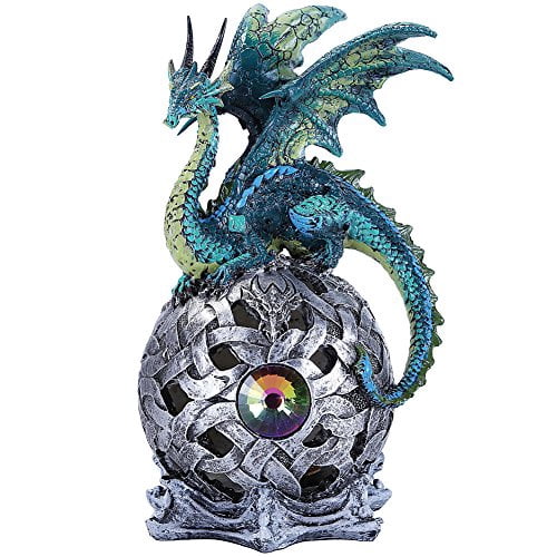 Handpainted Resin Dragon On Color-Changing and Emitting LED Lighted ...