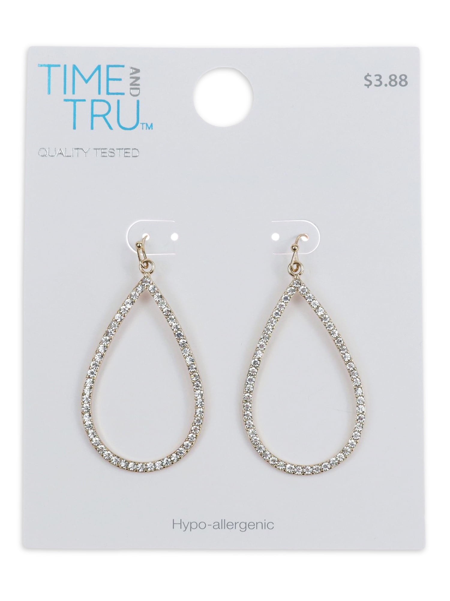 Time and Tru Woman's Stone Drop Earring, Gold - Walmart.com