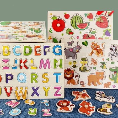 braveheart Kids Wooden Numbers Fruits Puzzle Board Educational Animal ...