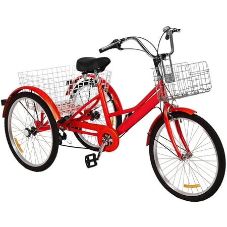 24Inch Adult Tricycles for Women Outdoor 3-Wheels Cruiser Bike with 7 ...