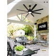 65in Black Large Ceiling Fan with Lights 8-Blade Remote Control Outdoor ...