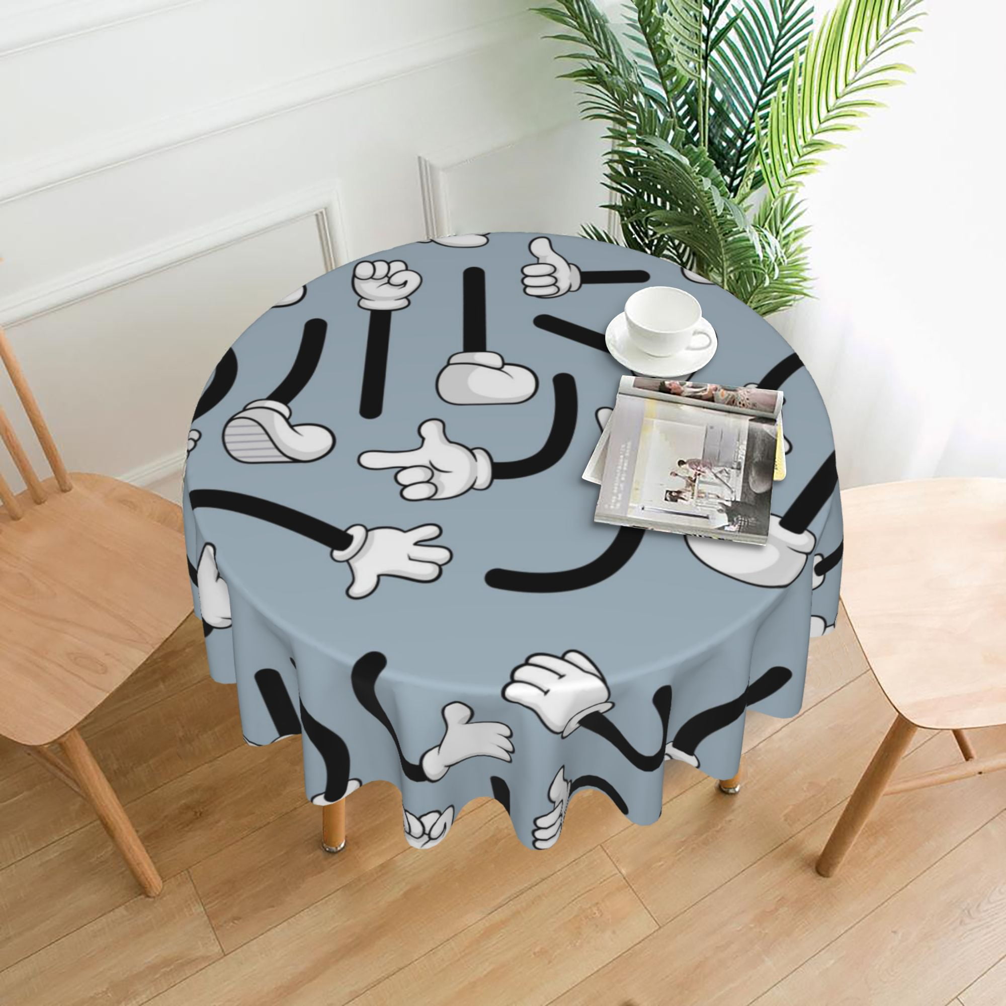 ZICANCN Round Table Cloths 60 Inch, Cartoon Hands Legs Gesture Table ...