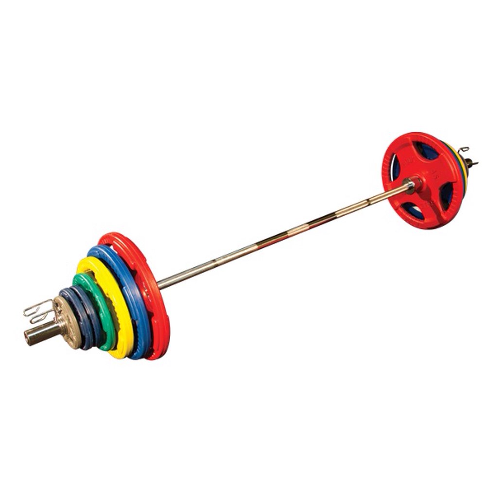Body-Solid Colored Rubber Grip Olympic Weights 500 lbs Weight Set ...