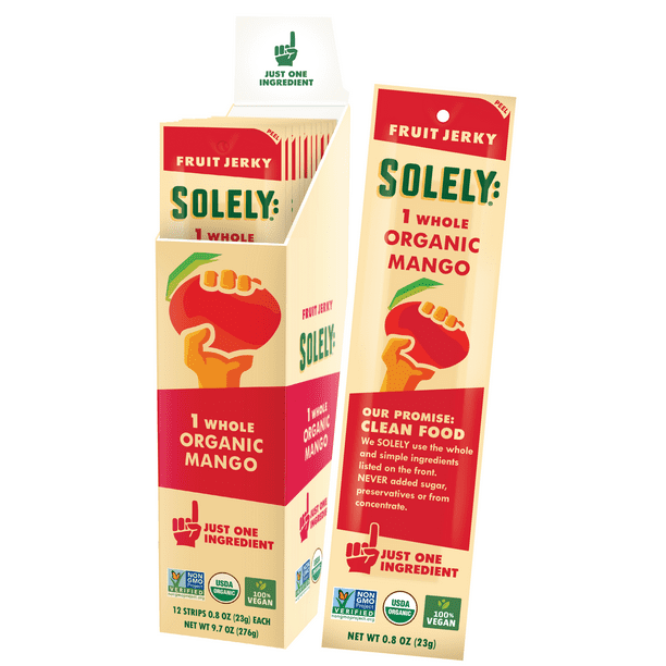 SOLELY Organic Mango Fruit Jerky, 12 Strips | One Ingredient | Vegan ...