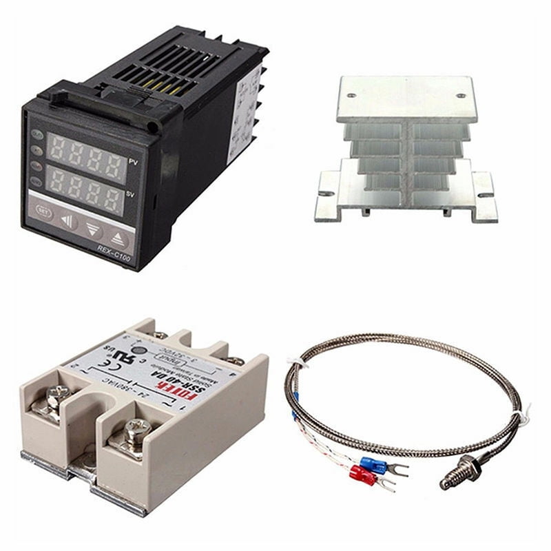 PID REX-C100 Temperature Controller SSR 40DA K Thermocouple Heat Sink Kit USA - Walmart.com