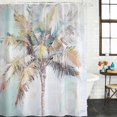 Brown Teal Palm Tree Bathroom Shower Curtains with 12 Hooks Waterproof ...