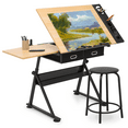 Magshion Drafting Table Art Desk Drawing Table with Stool, Height ...