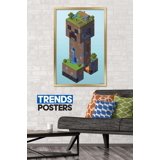 Minecraft - Creeper Village Wall Poster, 22.375" x 34", Framed ...