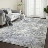 Berthmeer Abstract Area Rug 6'x9' Blue Gray Machine Washable for Living ...