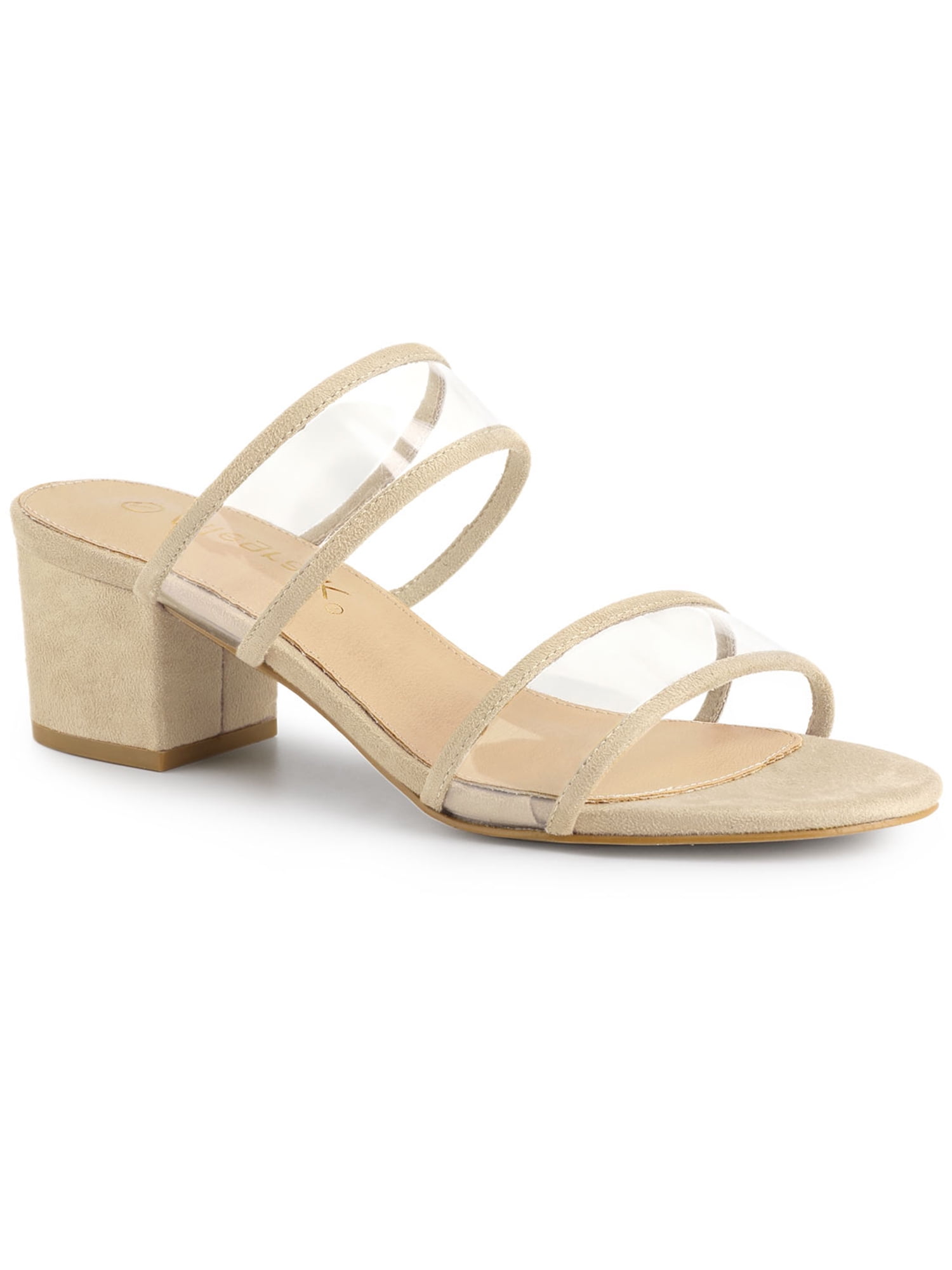 Allegra K Women's Dual Straps Block Heel Slide Sandals - Walmart.com
