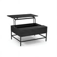 Pemberly Row Lift Top Storage Coffee Table with Natural Finish in Black ...