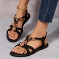 Black Womens Boho Beaded Sandals Versatile Ankle Fastening Fashion ...
