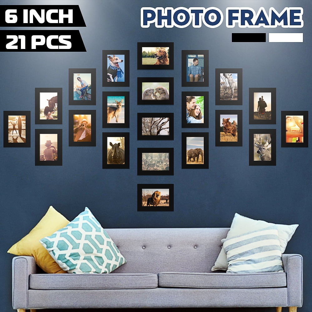 Wall Picture Display Photo Frame Set of 21Pcs Black White - Walmart.com