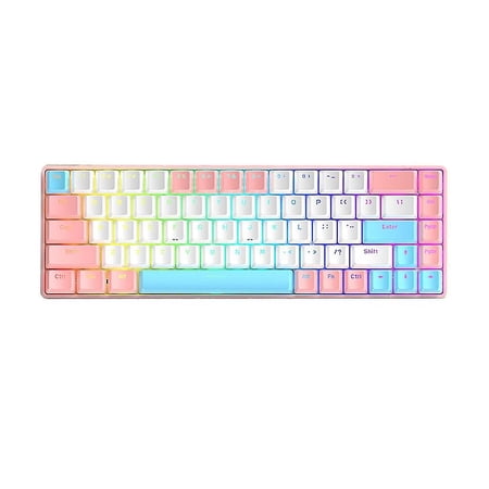 68 Keys Mechanical Keyboard Blue/ Red Switch Rgb Backlit Two-color ...