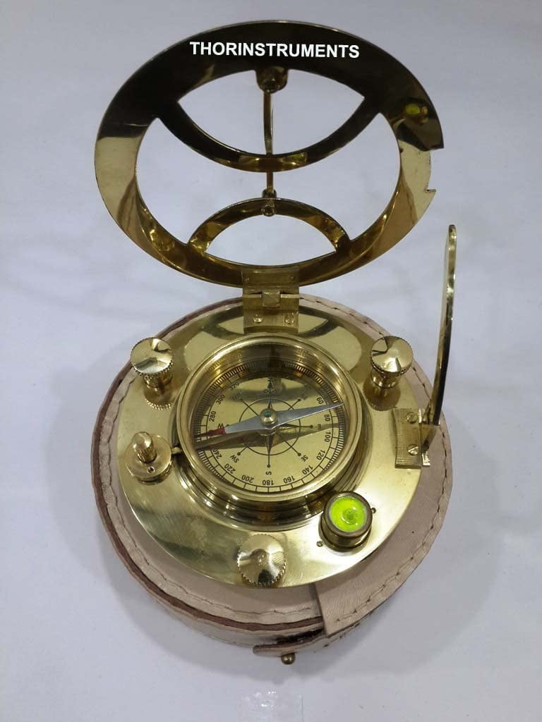 Nautical Sundial Compass Maritime Brass Finish With White Leather Case ...