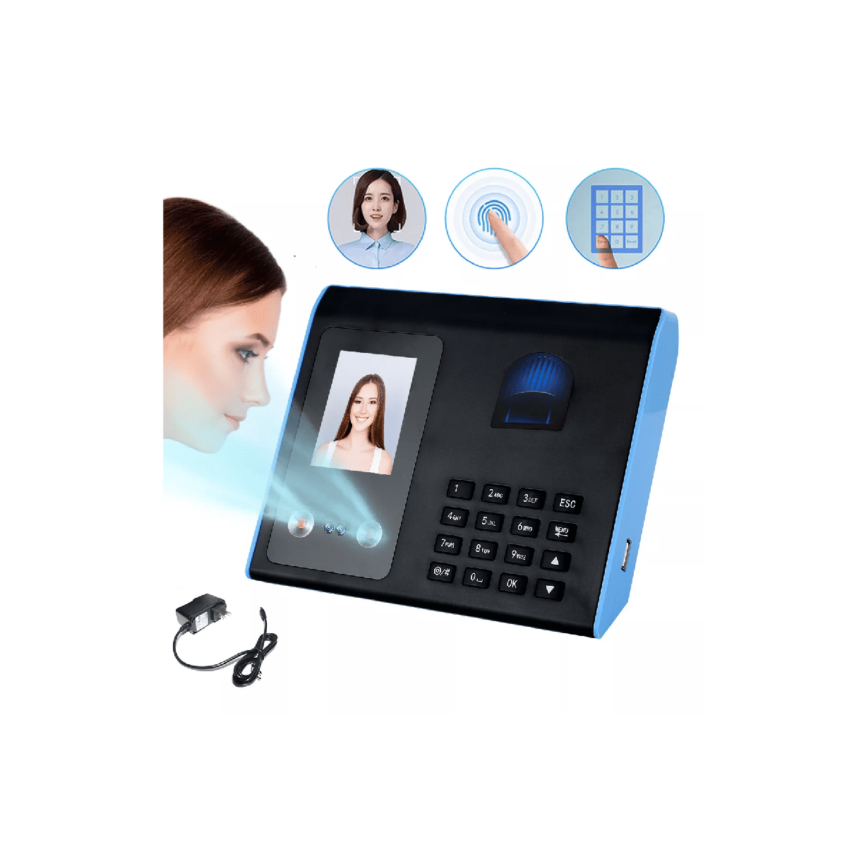 Reloj Checador Facial Huella Rostro Biométrico Reportes Usb negro ...