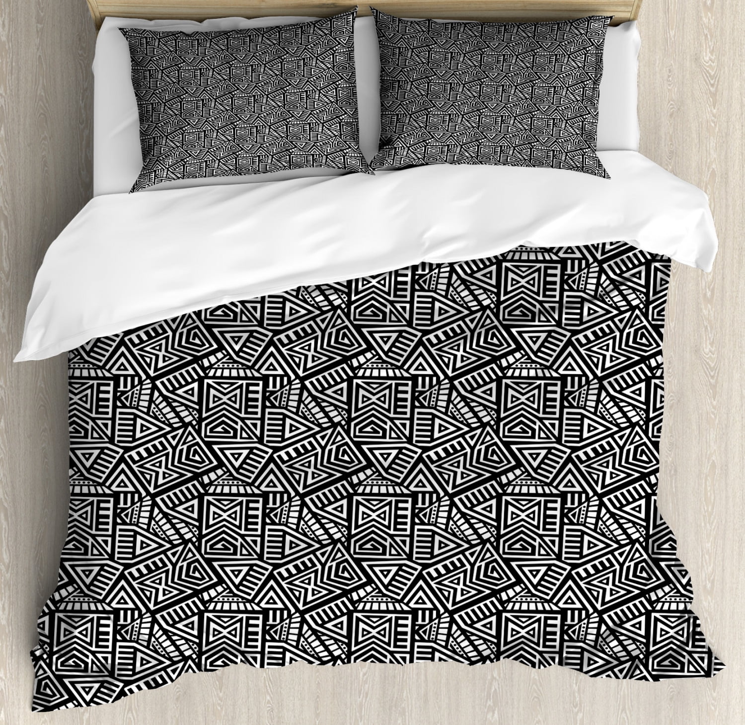 Aztec Duvet Cover Set King Size, Geometric Maze Pattern Inspired by ...
