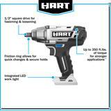 HART 20-Volt 1/2-inch Battery-Powered Impact Wrench (Battery Not ...