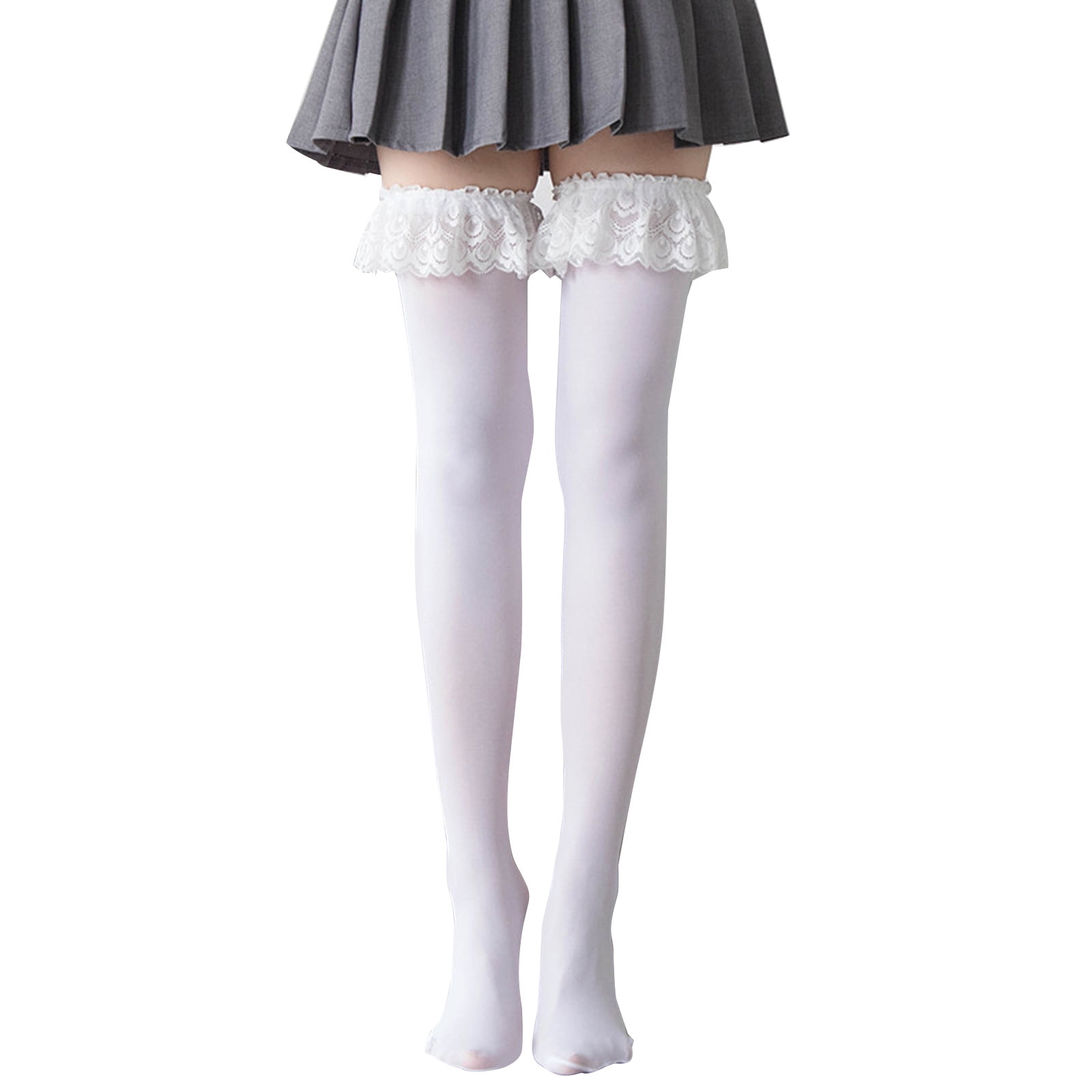 Japanese Lolita Anime Thigh High Socks Ruffles Lace Elastic Sexy Long ...