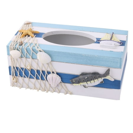 Family Parlour Wood Fish Shell Decoration Tissue Box Holder Organizer ...