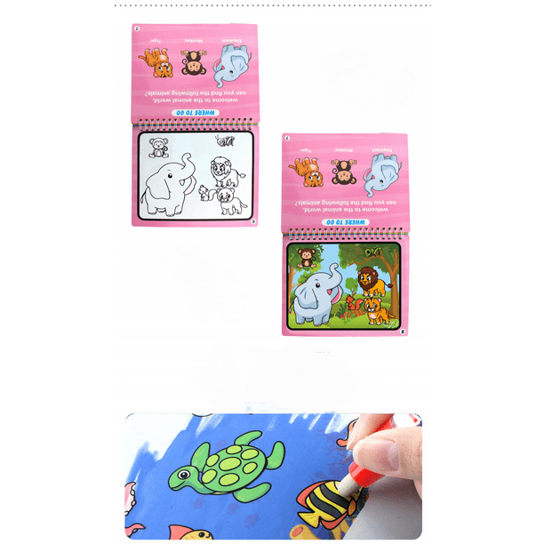 Reusable Color with Water Activity Pad , Safari, Under the Sea, Animals ...