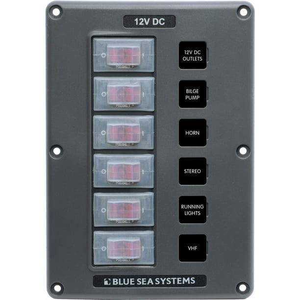 Blue Sea Switch Panel 4322-BSS With 6 Rocker Switches; 6 Positions; 12 ...