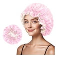 Two-Tone Ruffled Edge Silk Satin Sleep Cap, Hair Care Shower Bonnet ...