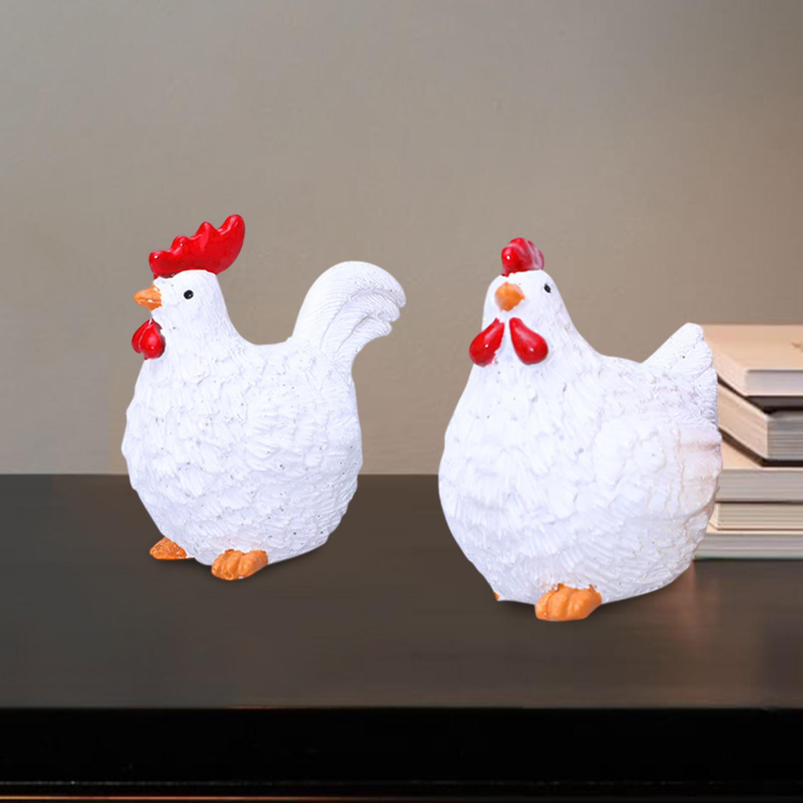 2 piezas de pollo en miniatura Figuras adornos de escritorio regalos de ...