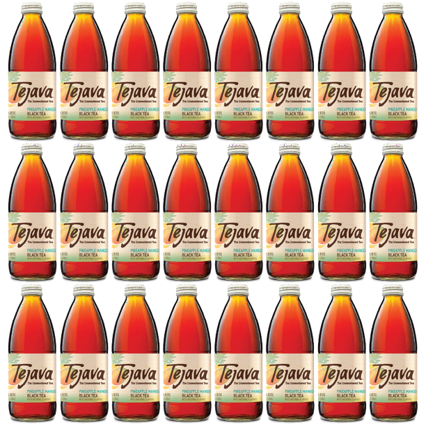 Tejava Unsweetened Pineapple Mango Black Tea Glass Bottles, 12 Fl Oz ...