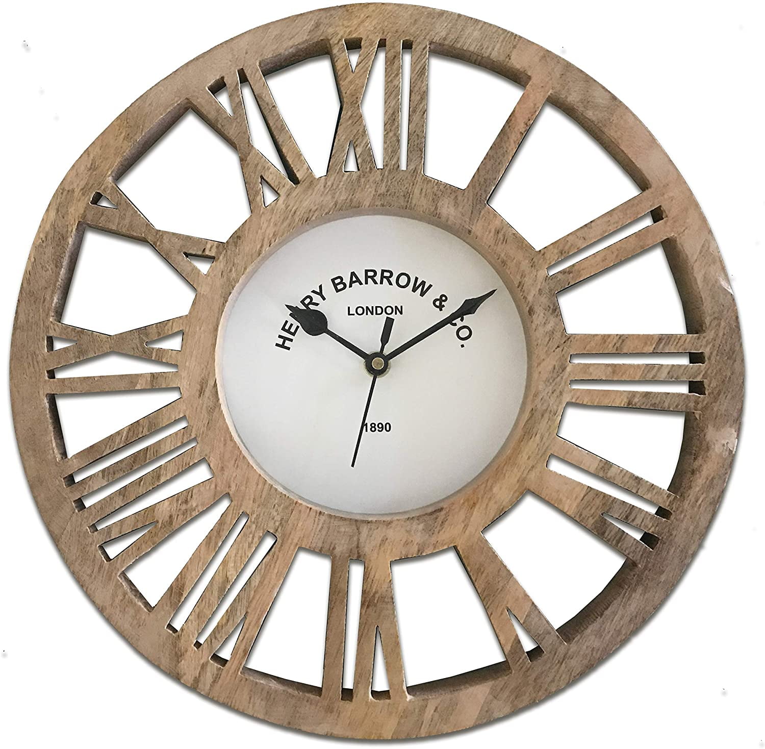 Round Rustic Wood Wall Clock Silent Decorative Wooden Clock Battery Round Rustic Wood Wall Clock Silent Decorative Wooden Clock Battery