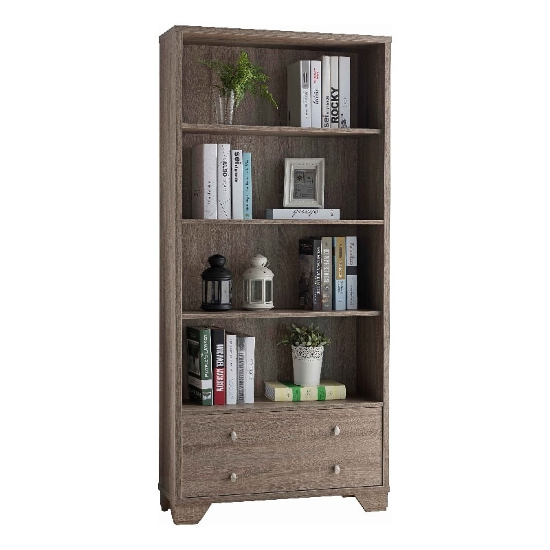 Smart Home Furniture 4-Shelf Contemporary Wood Bookcase in Dark Taupe ...