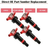 Set of 4 UF652 Engine Ignition Coils & Spark Plugs for Hyundai Kia ...