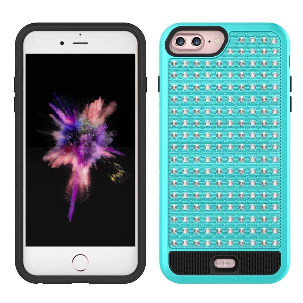 Zizo 1DLST-IPH7PLUS-TLBK Rubberized Dual Layered Star Diamond Pattern ...